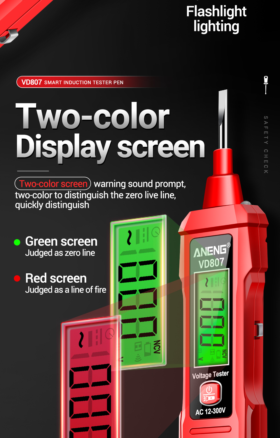 ANENG VD807 Smart Induction Tester Pen AC 12-300V Voltage Tester NCV ...