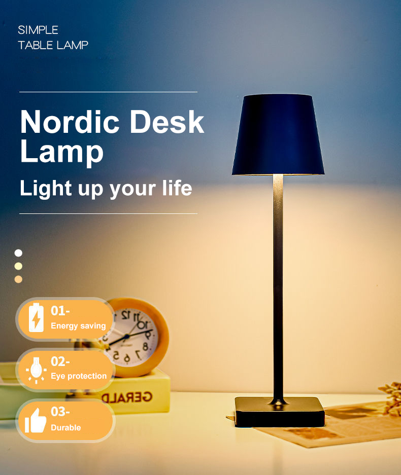 Modern LED Cordless Table Lamp Rechargeable Desk Lamp Lampu Meja Lampu ...
