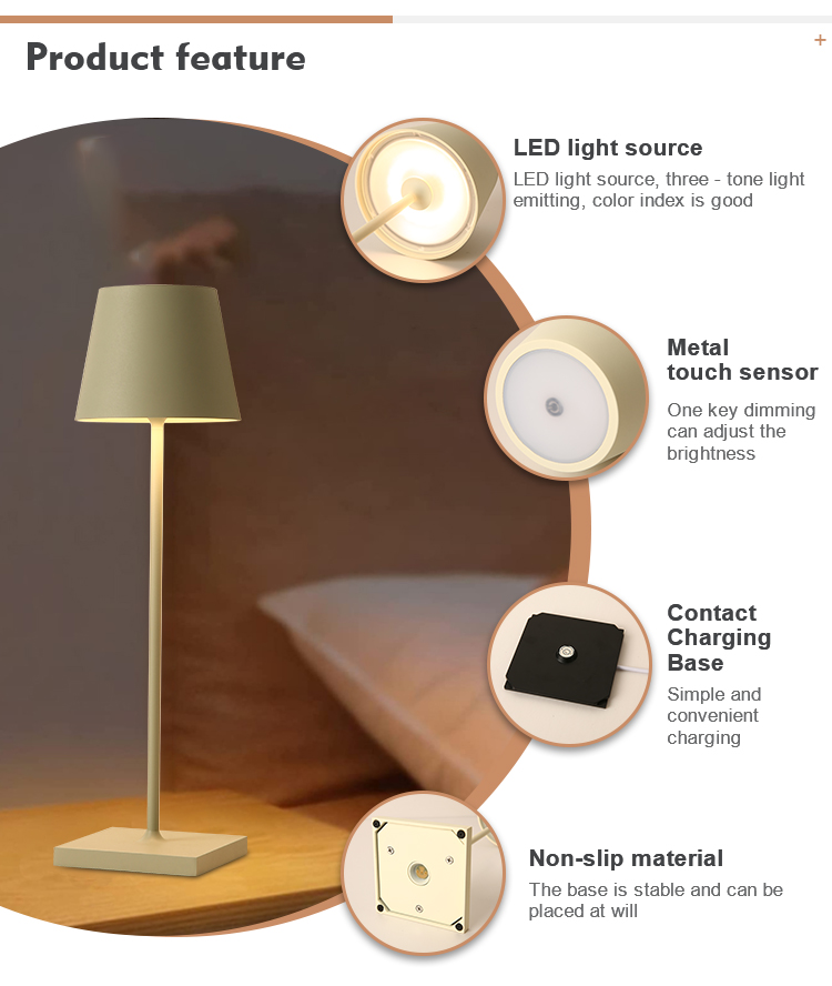 Modern LED Cordless Table Lamp Rechargeable Desk Lamp Lampu Meja Lampu ...