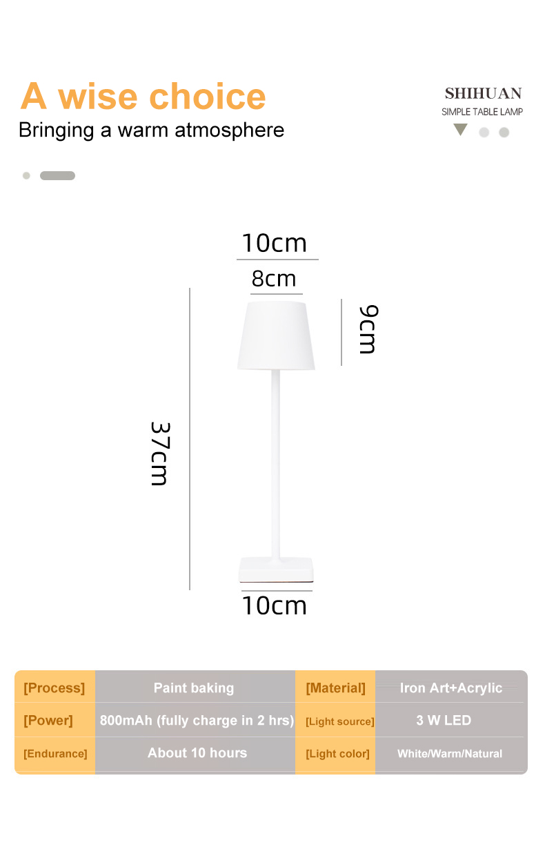 Modern LED Cordless Table Lamp Rechargeable Desk Lamp Lampu Meja Lampu ...