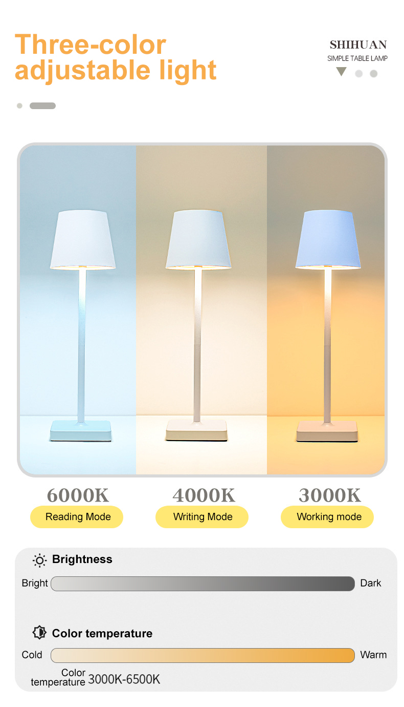 Modern LED Cordless Table Lamp Rechargeable Desk Lamp Lampu Meja Lampu ...