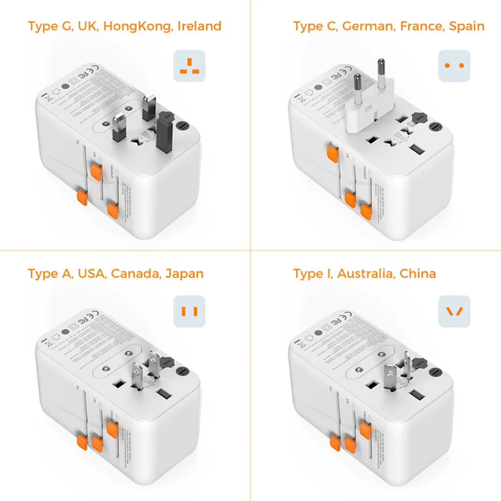 TESSAN Universal Travel Adapter 65W PD Fast Charging with USB ...