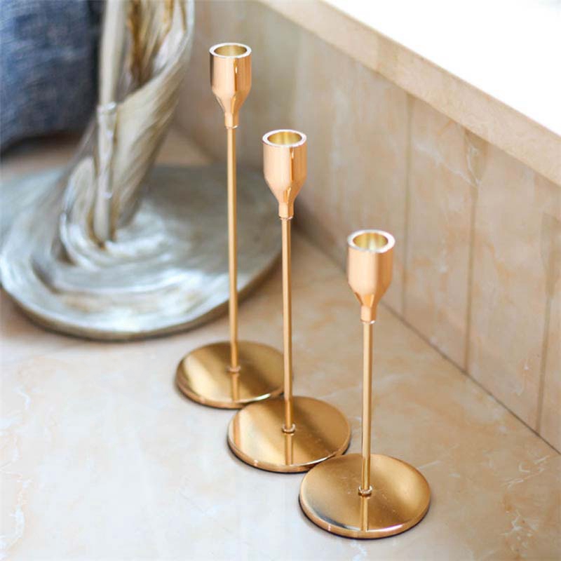 【COD】Nordic Decor Candlestick Wedding Golden Candle Stand Taper Candles ...