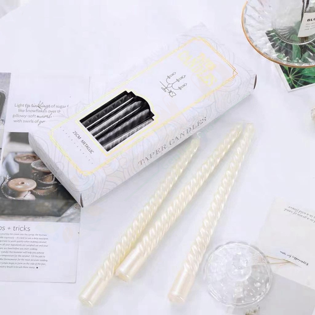 【COD】 Spiral Twist Decor Long Candle Stick Gold Taper Twisted Spiral ...