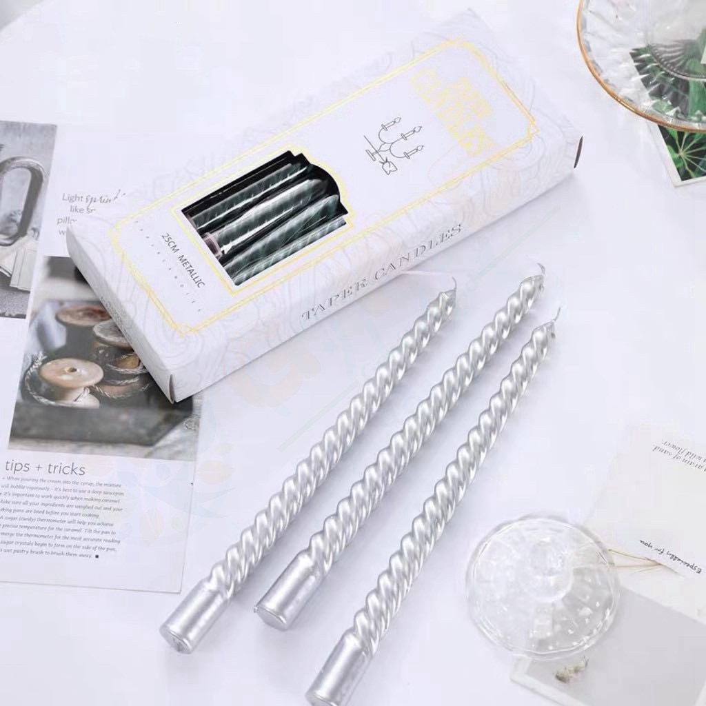 【COD】 Spiral Twist Decor Long Candle Stick Gold Taper Twisted Spiral ...