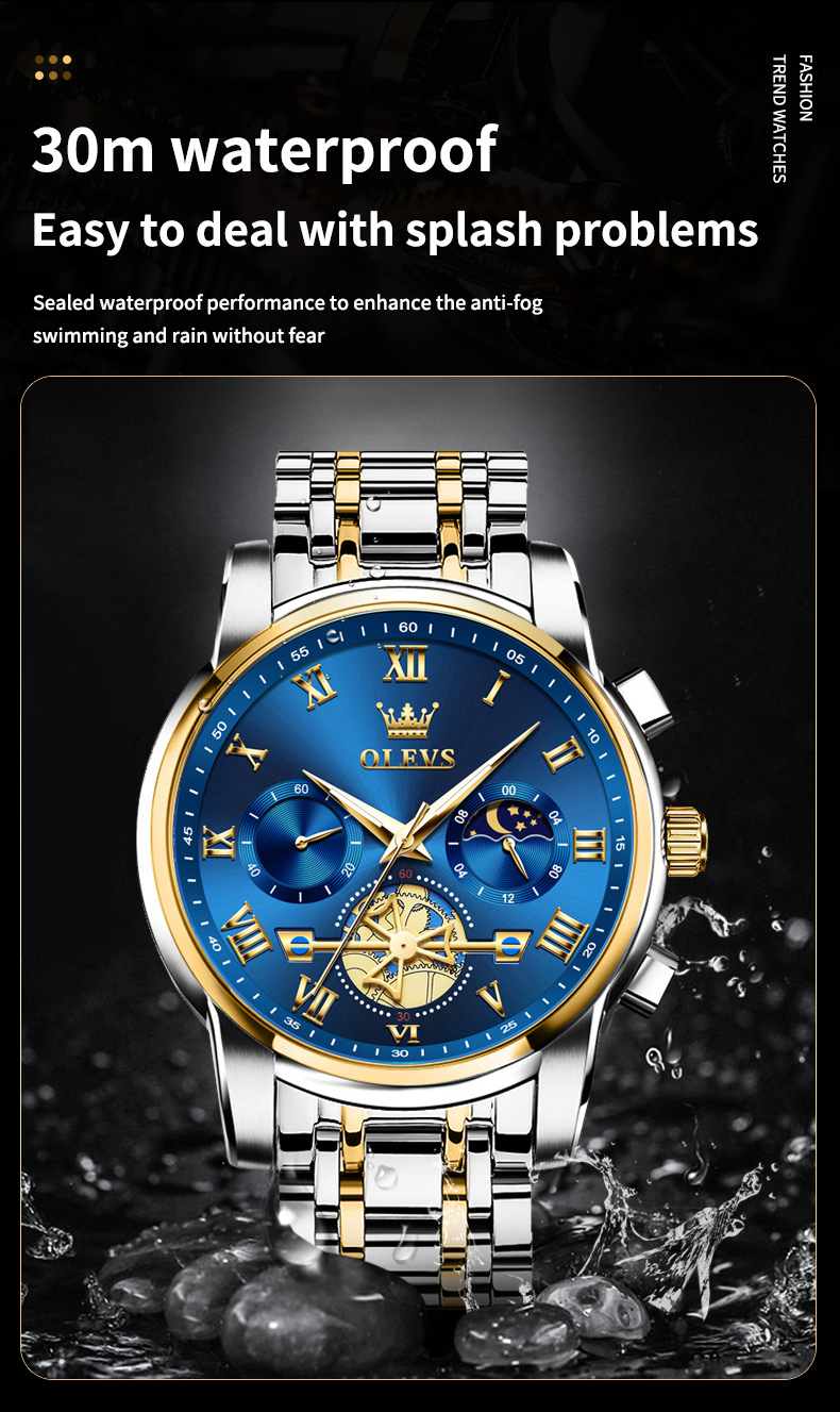 OLEVS Jam Tangan Lelaki Original Waterproof Quartz Stainless Steel ...