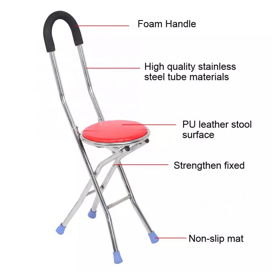 [HIGH Quality] 4-leg Folding Cane Stainless Steel Prayer chair With ...