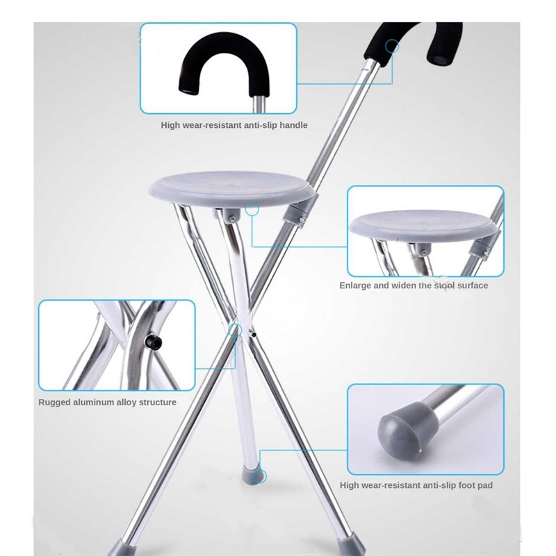 【COD】Portable Light Weight Stainless Folding Cane With Seat Tongkat ...