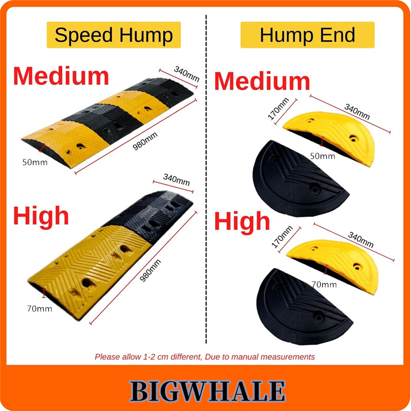 【Local shipment】98cm Rubber Speed Hump Speed Bump 98cm or 1 Pair End ...