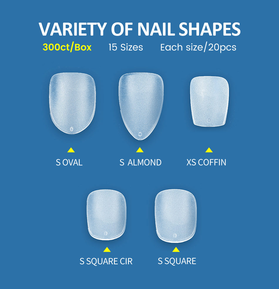 300Pcs/box Full Short Nail Tips Full Coverage Press on Nail Fake nails ...