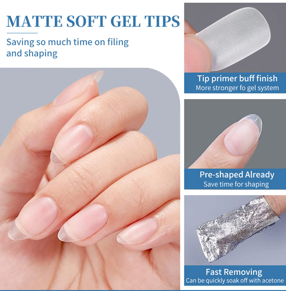 300Pcs/box Full Short Nail Tips Full Coverage Press on Nail Fake nails for Flat Small Nail Bed ...
