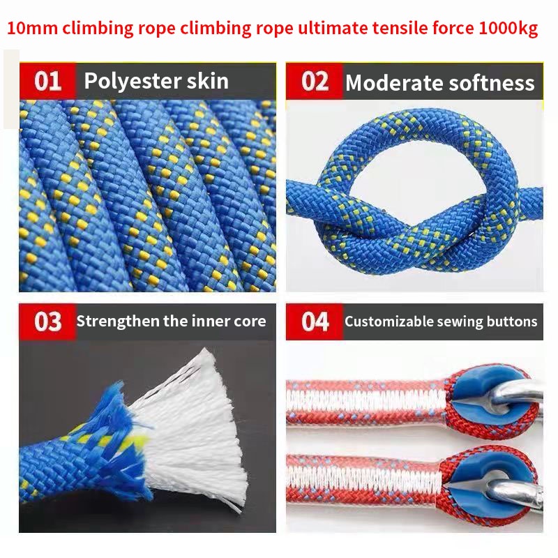 BWE*Static Utility Rope Free 2 Carabiners For Outdoor Activities ...
