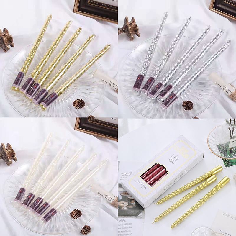 【COD】 Christmas Spiral Twist Decor Long Candle Stick Gold Taper Twisted ...