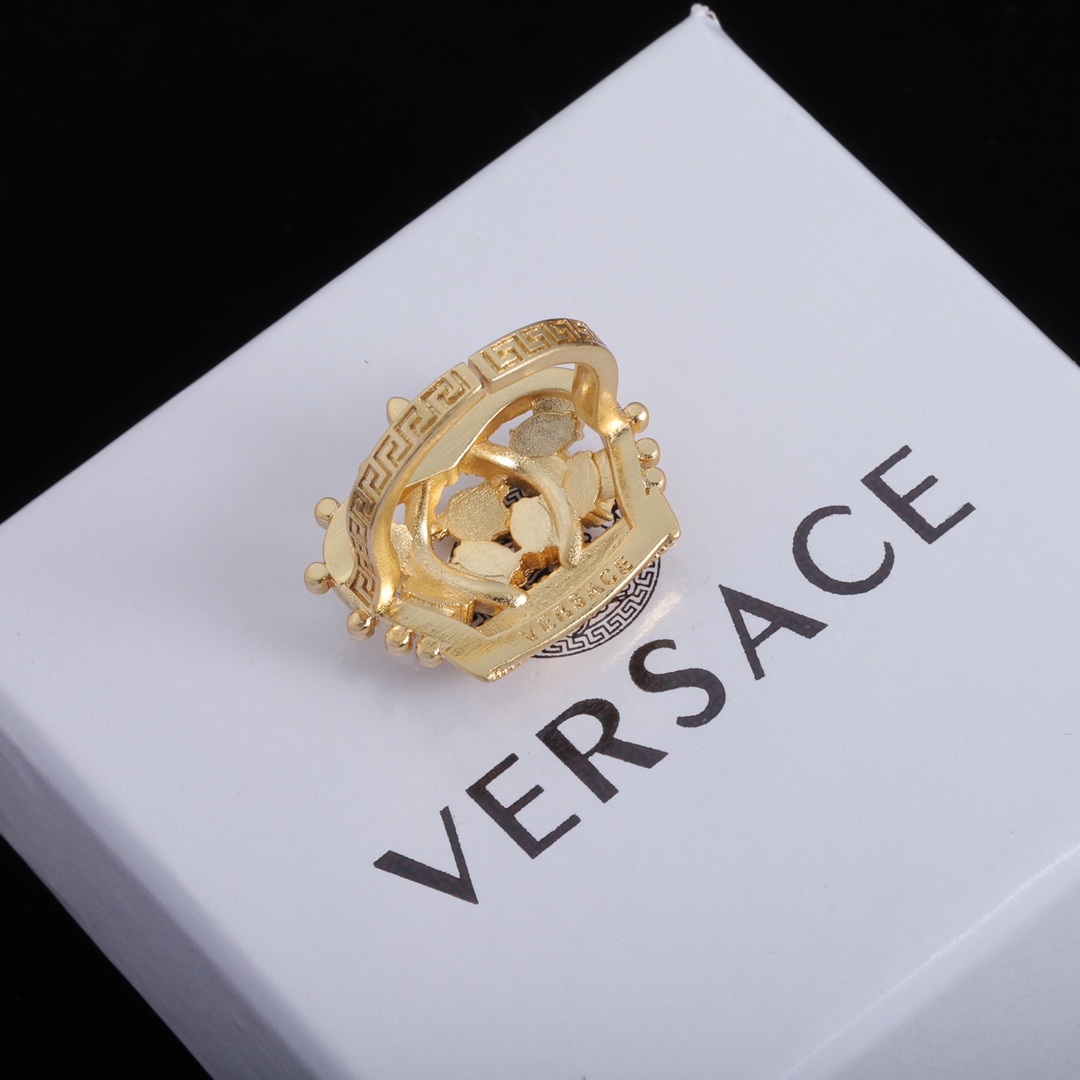 [Fashion brand] 2023 new classic Versace lady crown ring with LOGO ...