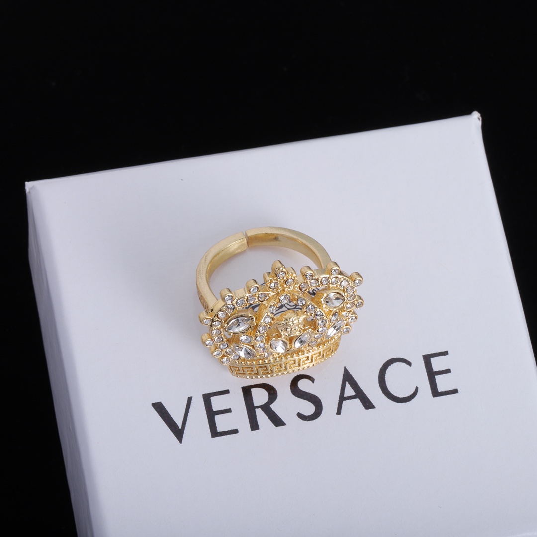 [Fashion brand] 2023 new classic Versace lady crown ring with LOGO ...