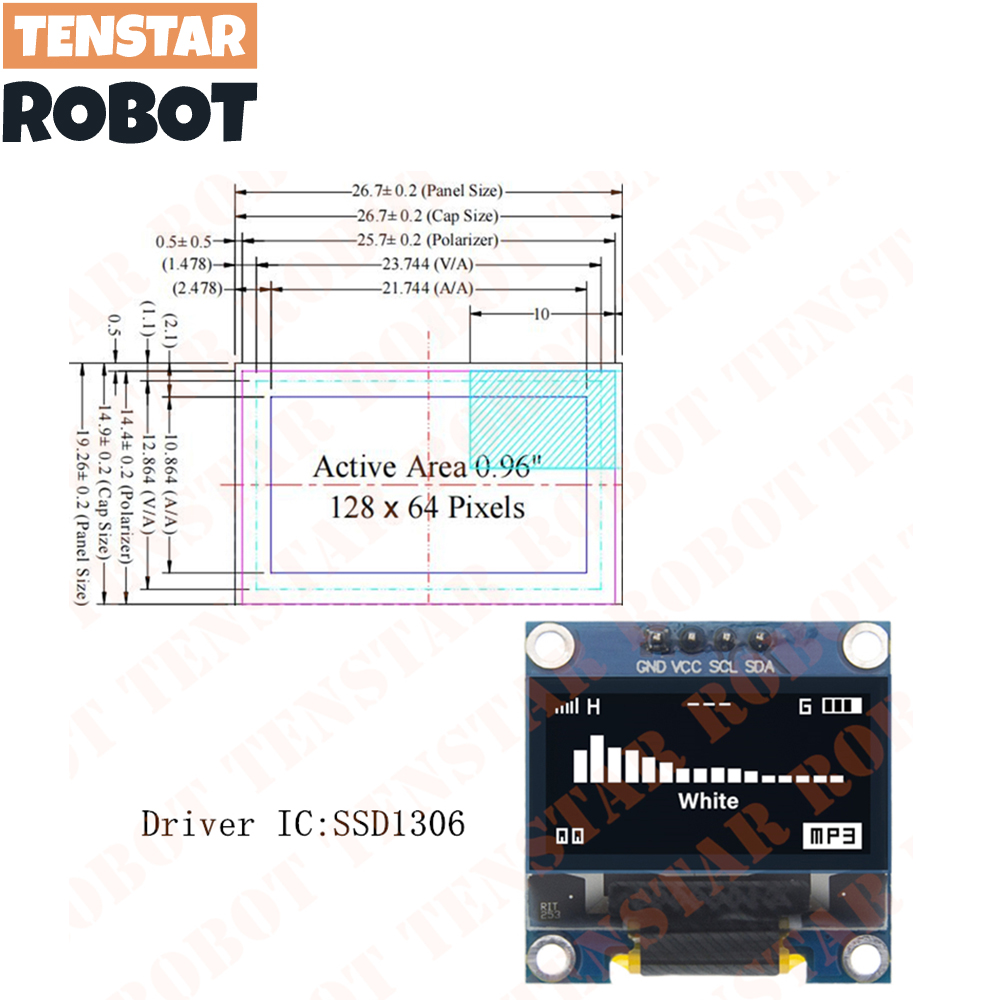 4pin/7pin 0.96" White/Blue/Yellow blue 0.96 inch OLED 128X64 OLED ...