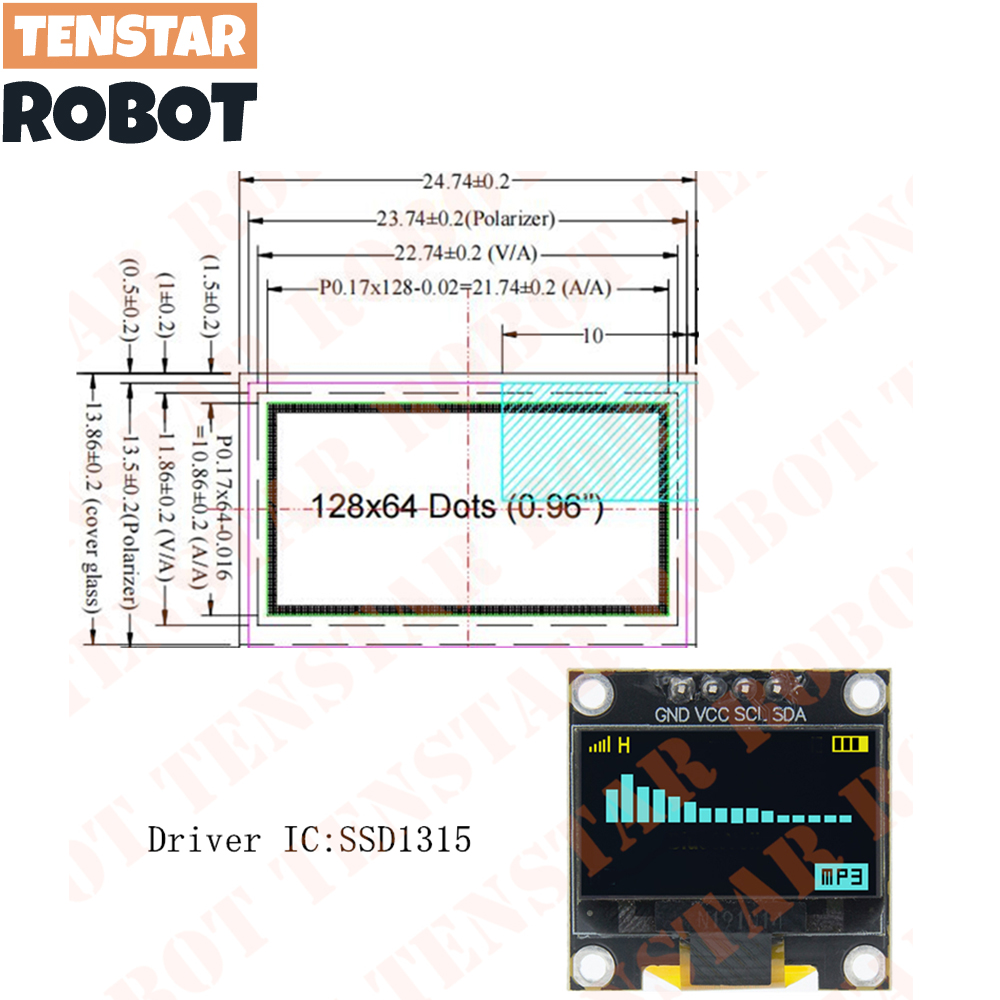 4pin/7pin 0.96" White/Blue/Yellow blue 0.96 inch OLED 128X64 OLED ...