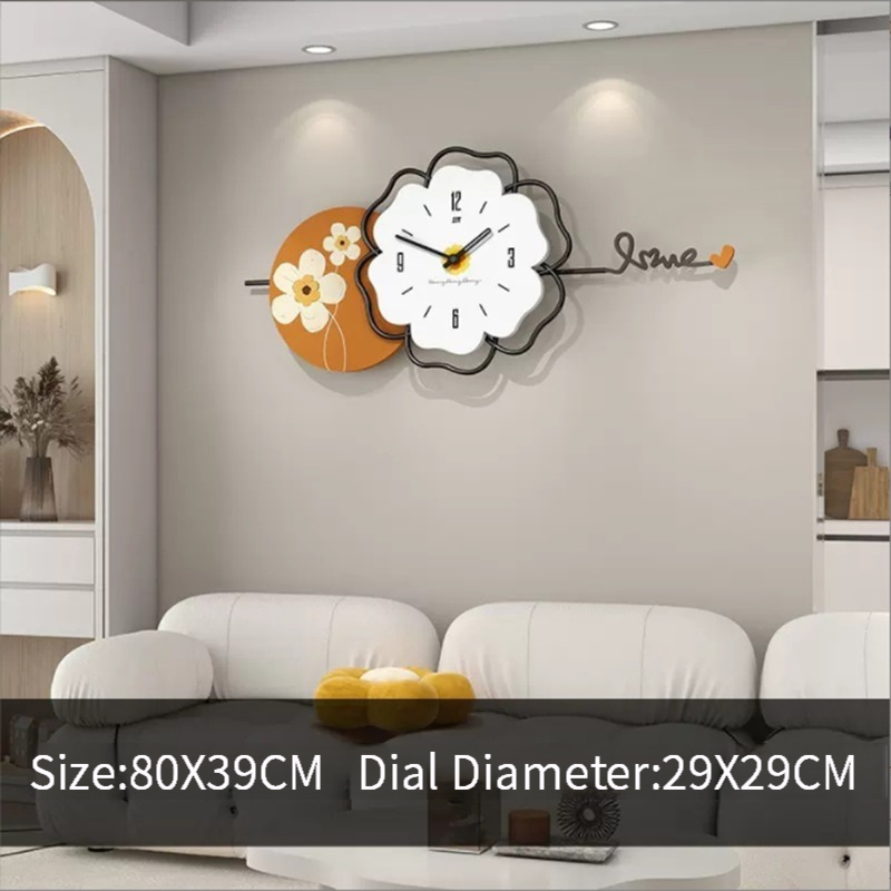 Large Wall Clock Flower Background Decoration Wall Clock Modern ...
