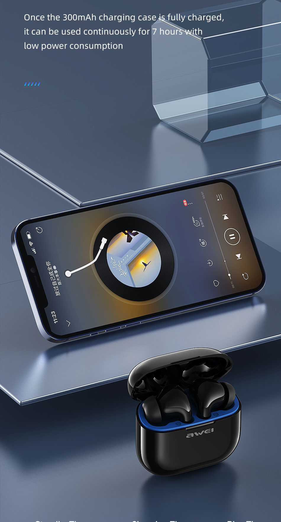 Awei T1 Pro TWS Earphone Bluetooth 5.3 In-Ear Earbud Built-in Microphone HIFI Stereo Touch ...