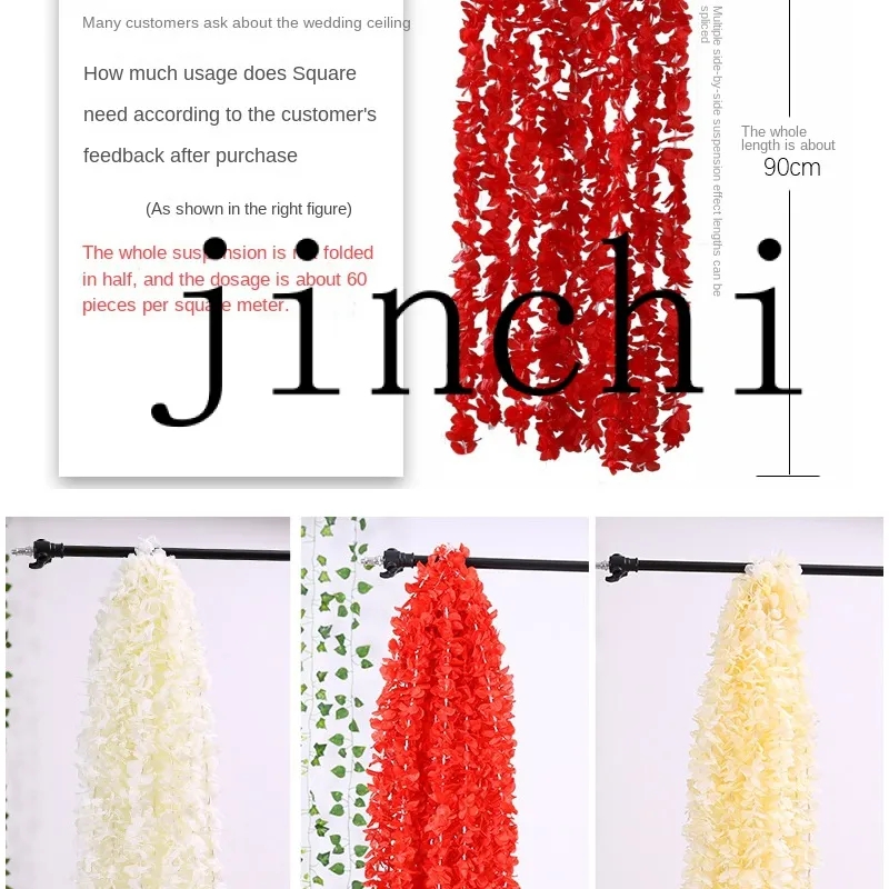1 meter flower string ceiling decoration, peony flower string wedding ...