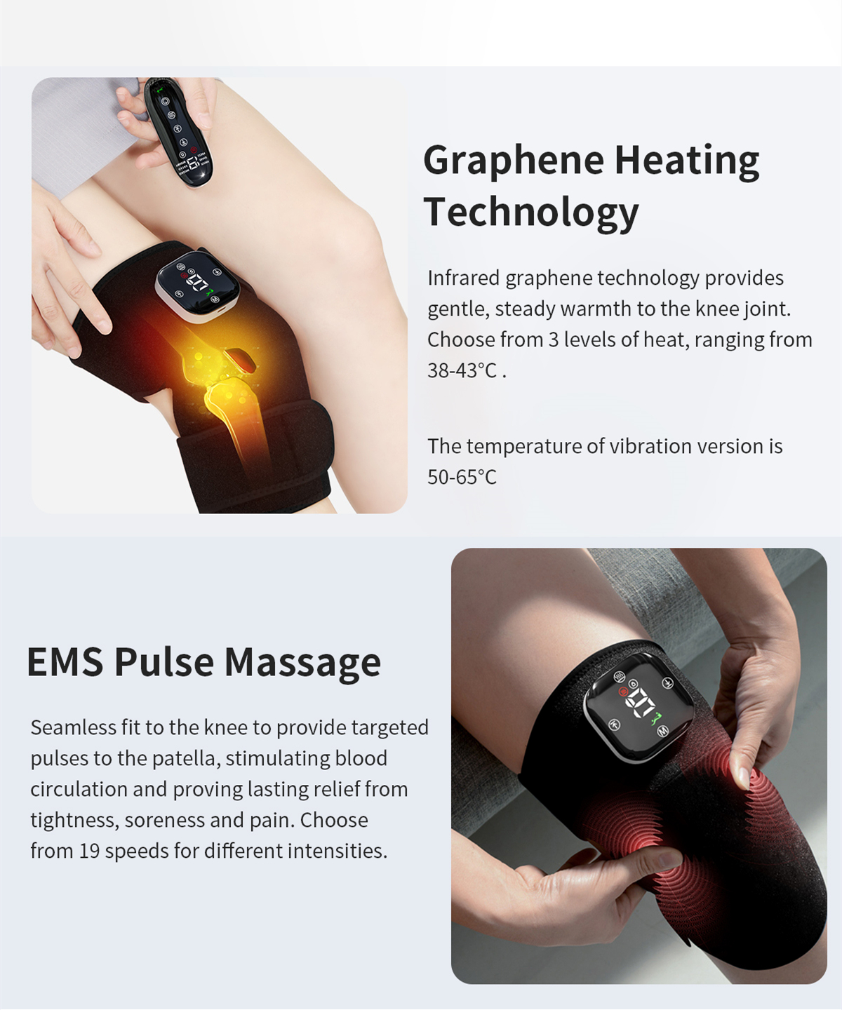 Jinkairui Knee Massager Knee Massage for Joint Pain Heating Pad Pulse ...