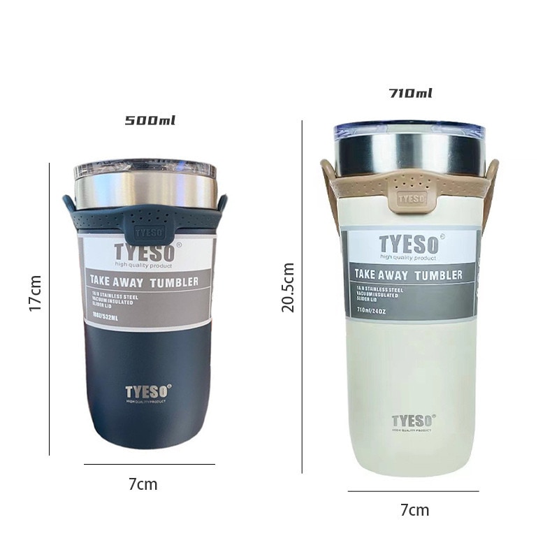 Tyeso Tumbler Stainless Steel Insulated Vacuum Thermos Coffee Mug Water Bottle Handle 550ML ...