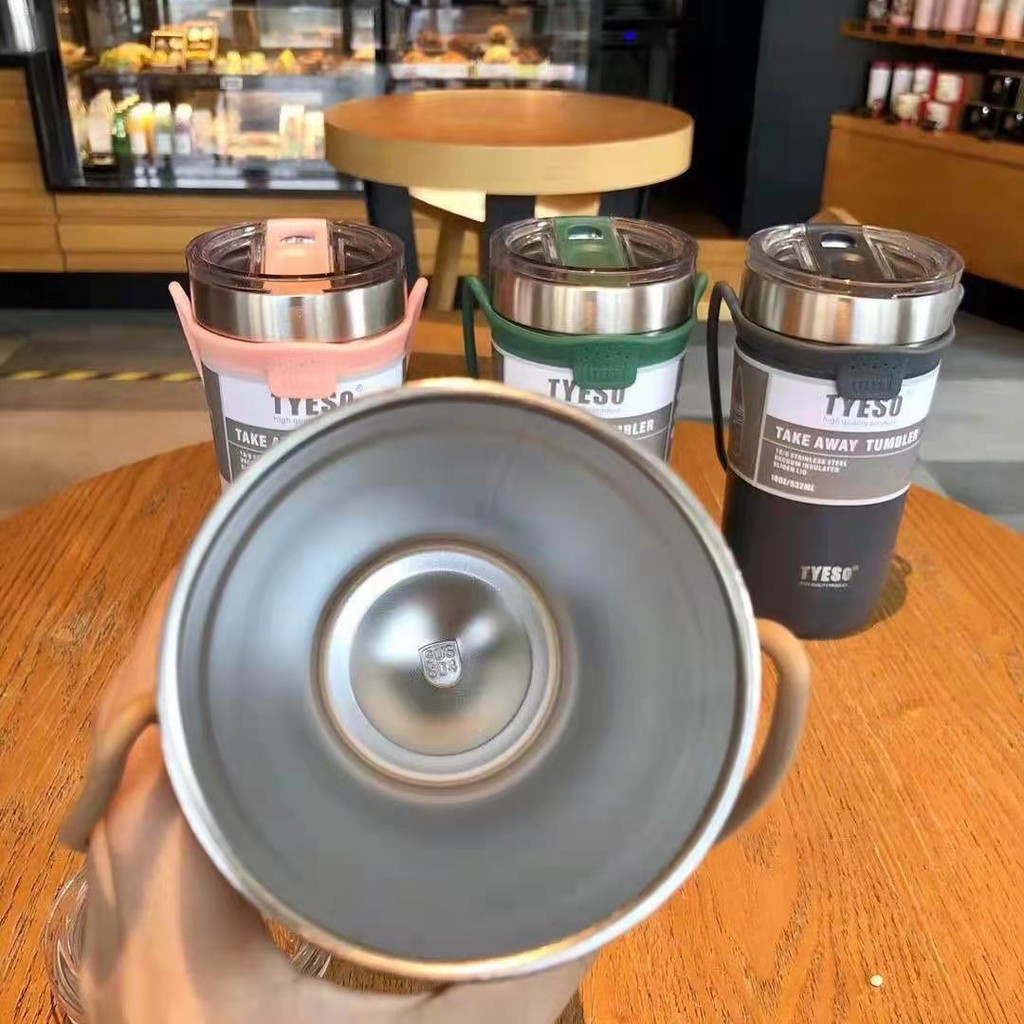 Tyeso Tumbler Stainless Steel Insulated Vacuum Thermos Coffee Mug Water Bottle Handle 550ML ...