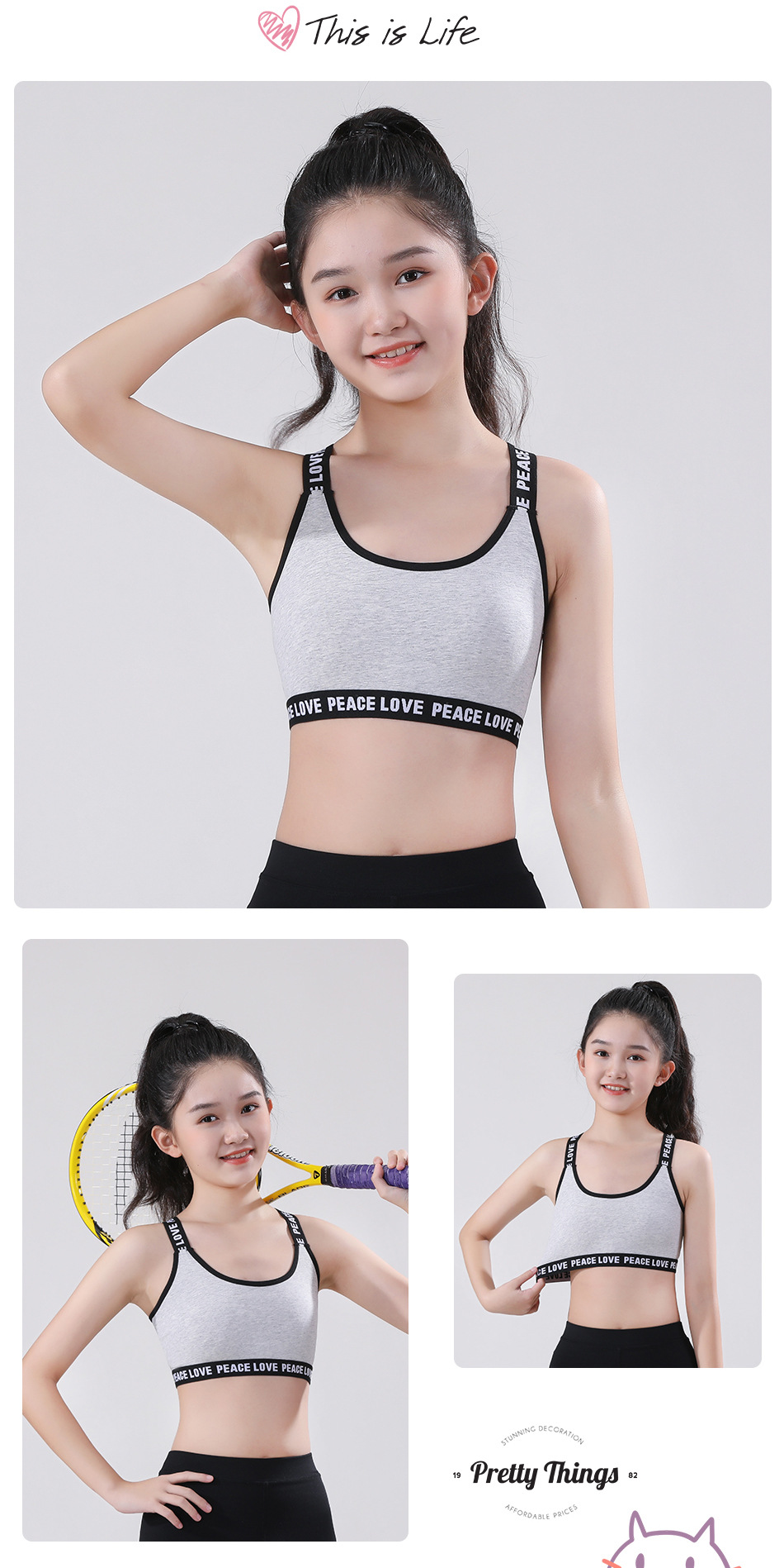 MOMO Kids Bra Girls Training Bra Cotton Baby Bra Anti-slip Sport Bra Teenage Underwear | Shopee ...
