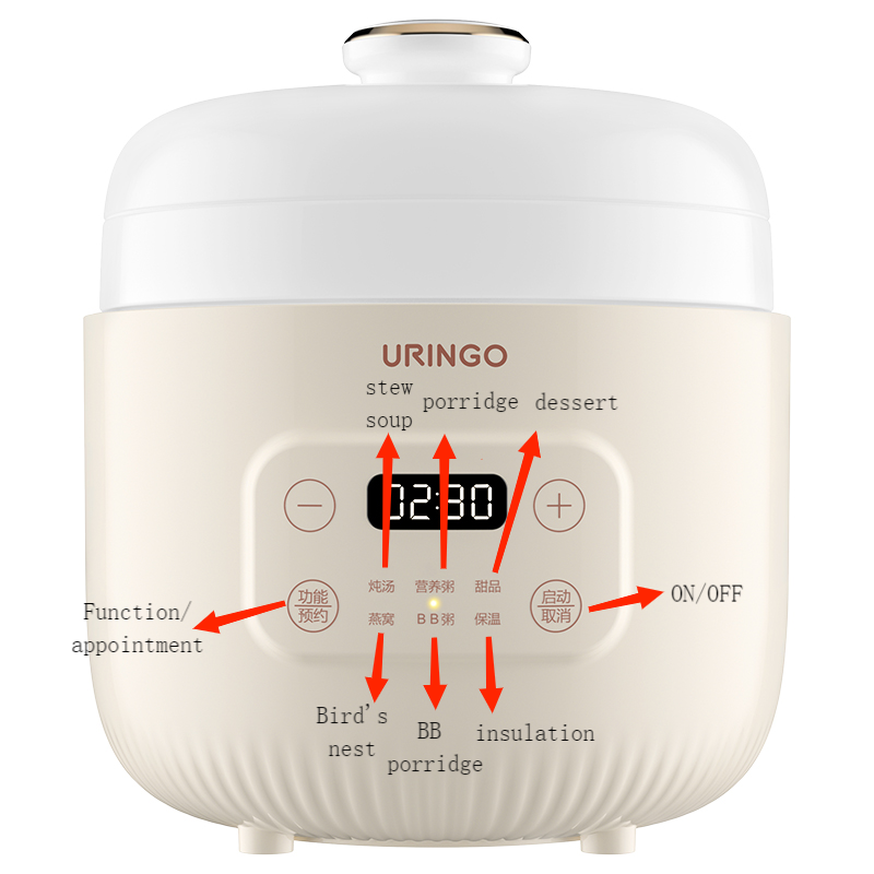 URINGO Slow Cooker Baby Porridge Stew Pot Ceramic Electric Soup Cooker ...