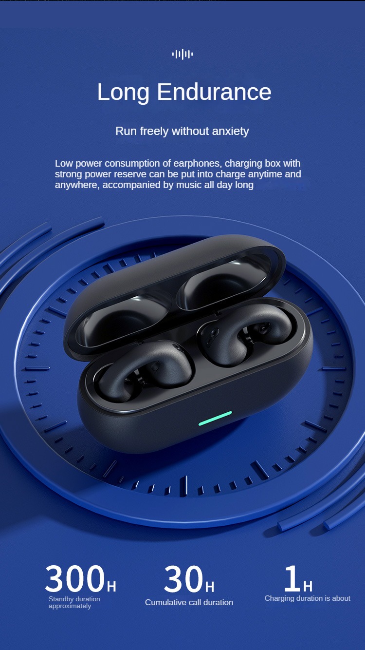 T75 Ear-Clip Earbuds Bluetooth Headphones 3D Surround Stereo Bass ...