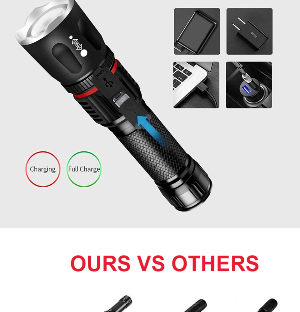 Outdoor Night LED Strong Light Flashlight Tactical Strong Light Alloy ...