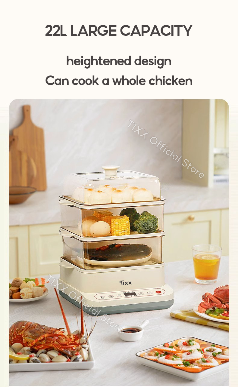 Tixx 35L Siomai Steamer For Business Egg Boiler 3-layer Electric ...