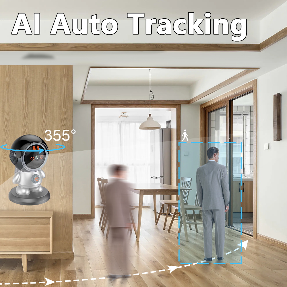 3MP Robot PTZ Wifi IP Camera Human Tracking One Click Call Indoor Baby ...