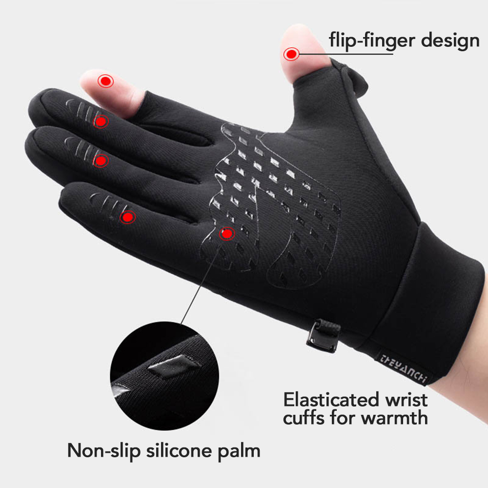 Newboler Winter Gloves Warm Ski Gloves Two Finger Flip Motorcycle ...
