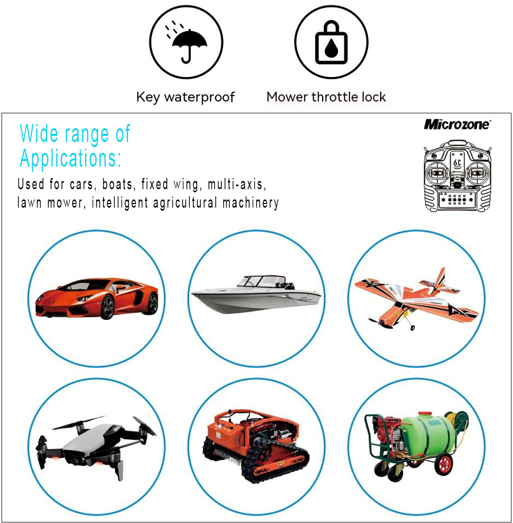 MicroZone MC6C 6C-Mini V2 2.4G 6CH Controller Transmitter MC7RB ...