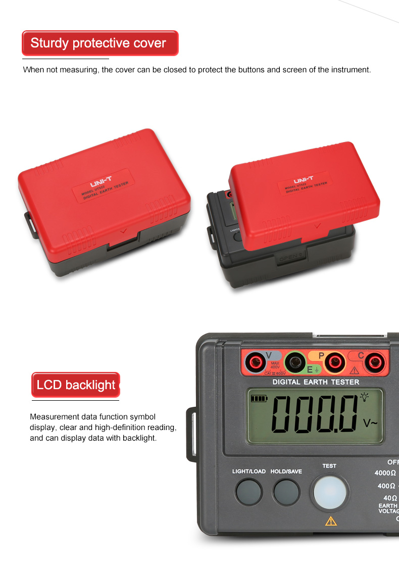 UNI-T UT520 Series UT521 UT522 Digital Earth Testers Grounding ...