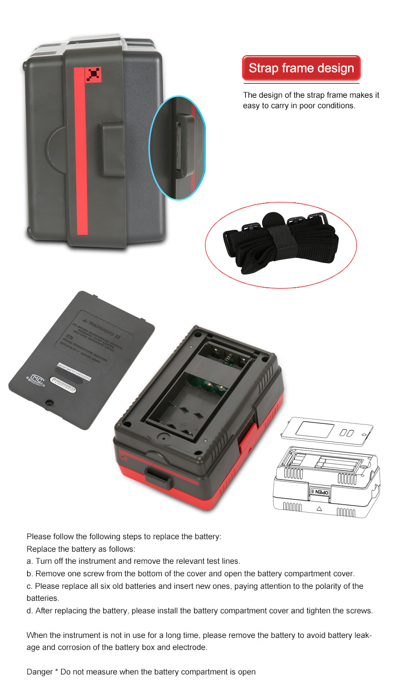UNI-T UT520 Series UT521 UT522 Digital Earth Testers Grounding ...