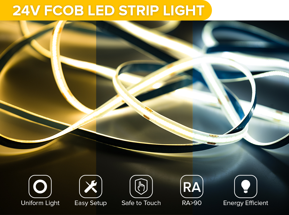 BTF-LIGHTING 5M 480LEDs/m IP65 Waterproof FCOB LED Strip Flexible COB ...