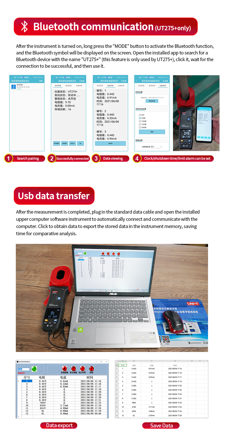 UNI-T UT272+ UT273+ UT275+ Clamp Earth Resistance Tester Ground ...