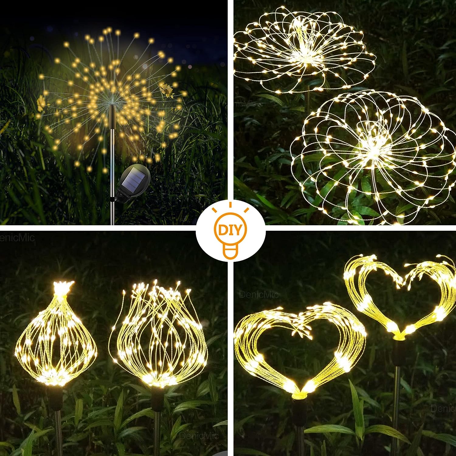 90LED/120LED/150LED 2 Modes Outdoor Solar Fireworks Light Solar Ground ...