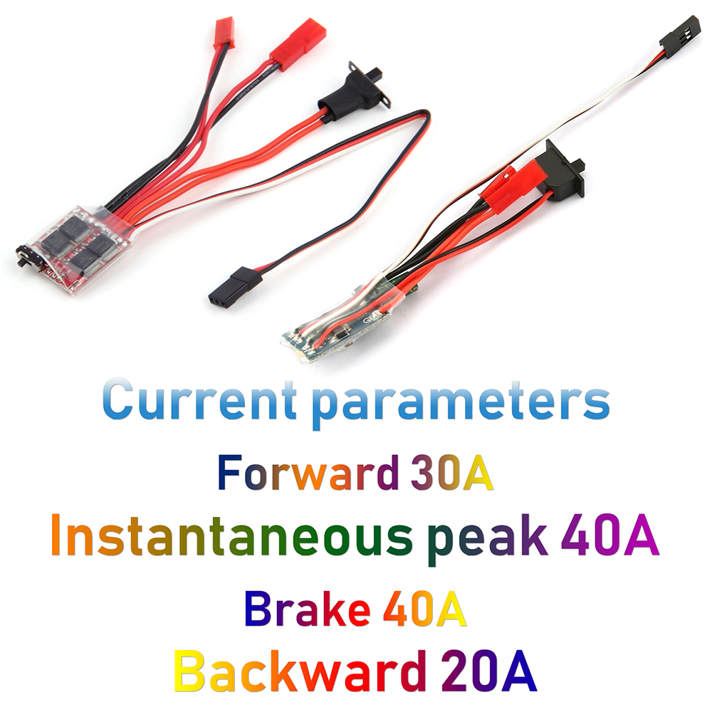 RC ESC 20A 30A Brushed ESC Mini 2S BEC 5V 3A with Brake for RC Car Boat ...