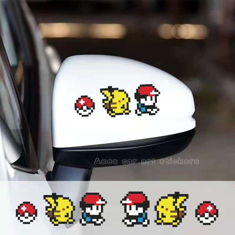 Pokemon Car Sticker Pikachu Pokeball Reflective Waterproof Pixel Window ...
