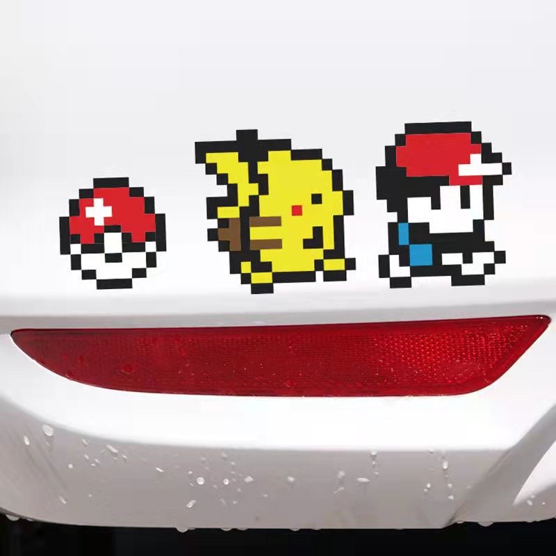 Pokemon Car Sticker Pikachu Pokeball Reflective Waterproof Pixel Window ...