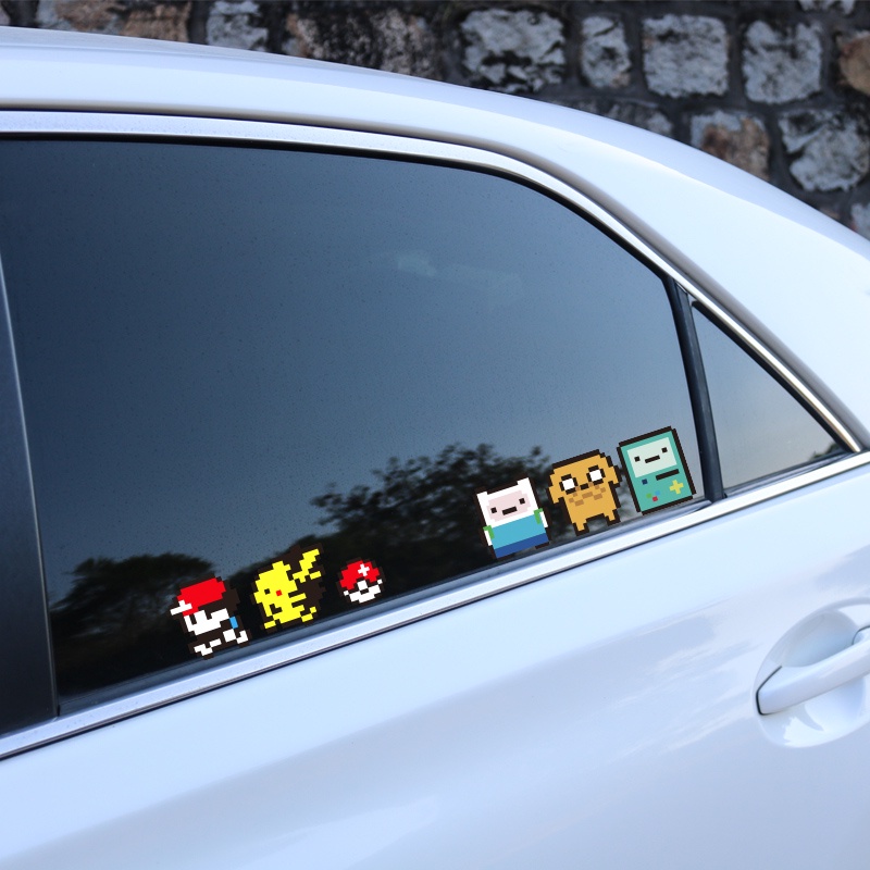Pokemon Car Sticker Pikachu Pokeball Reflective Waterproof Pixel Window ...
