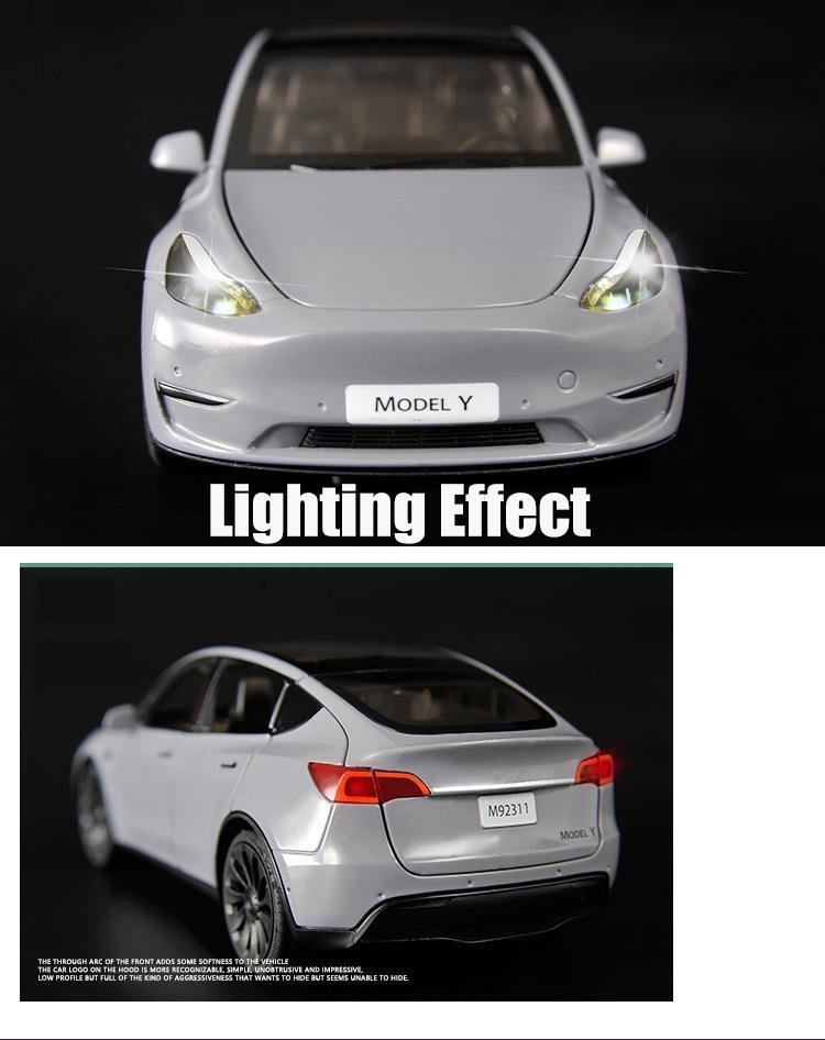 1:24 Tesla MODEL Y Alloy Car Model Sound and Light Pull Back Collection ...