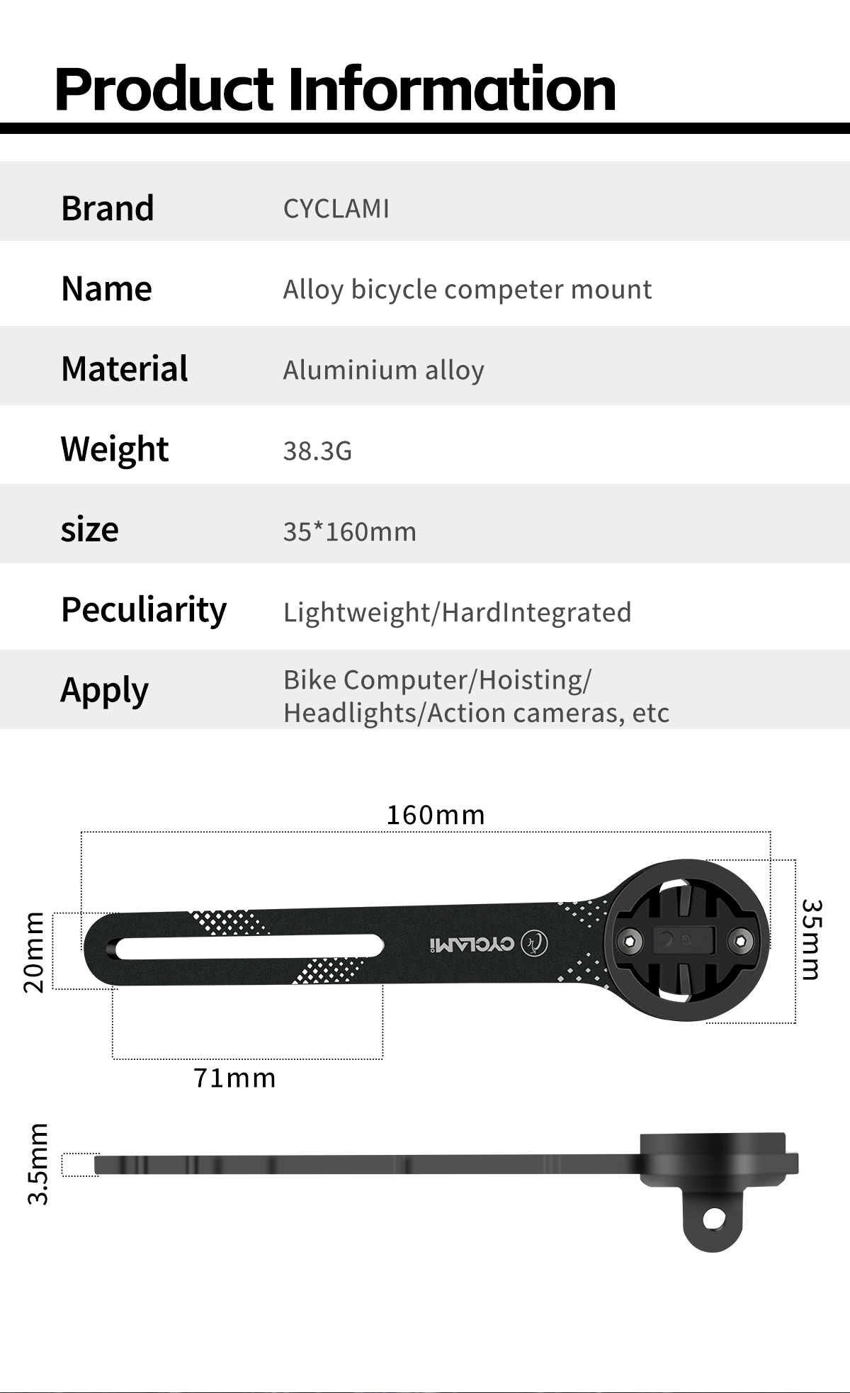 CYCLAMI Bicycle Computer GPS Mount Integrated Handlebar Road Bike Mount ...