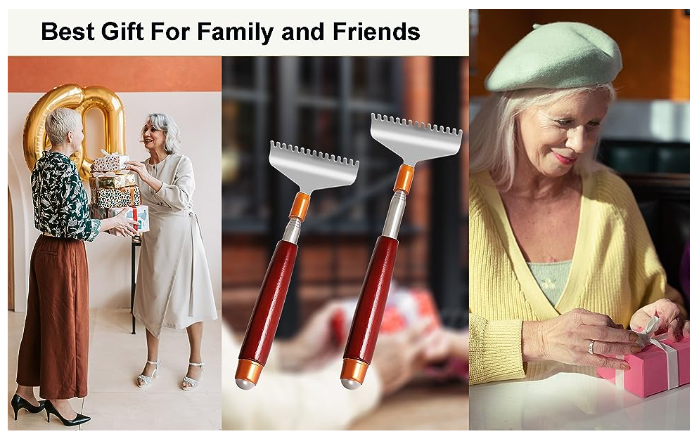 Back Scratcher for Women Men Extendable with Wooden Handle &Roll Ball ...