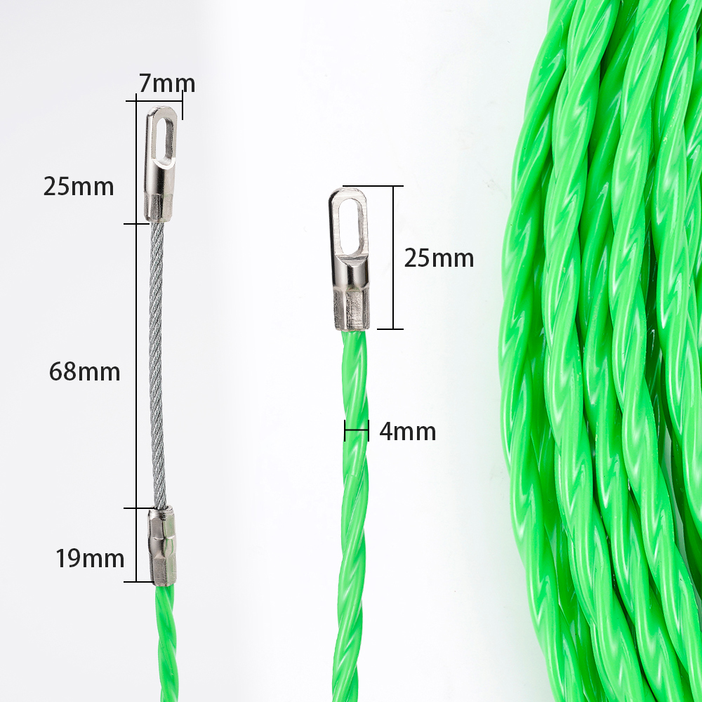 4mm 10m/15m/20m/25m/30m/40m Fiberglass Cable Push Pullers Duct Snake ...