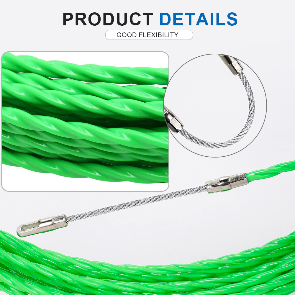 4mm 10m/15m/20m/25m/30m/40m Fiberglass Cable Push Pullers Duct Snake ...