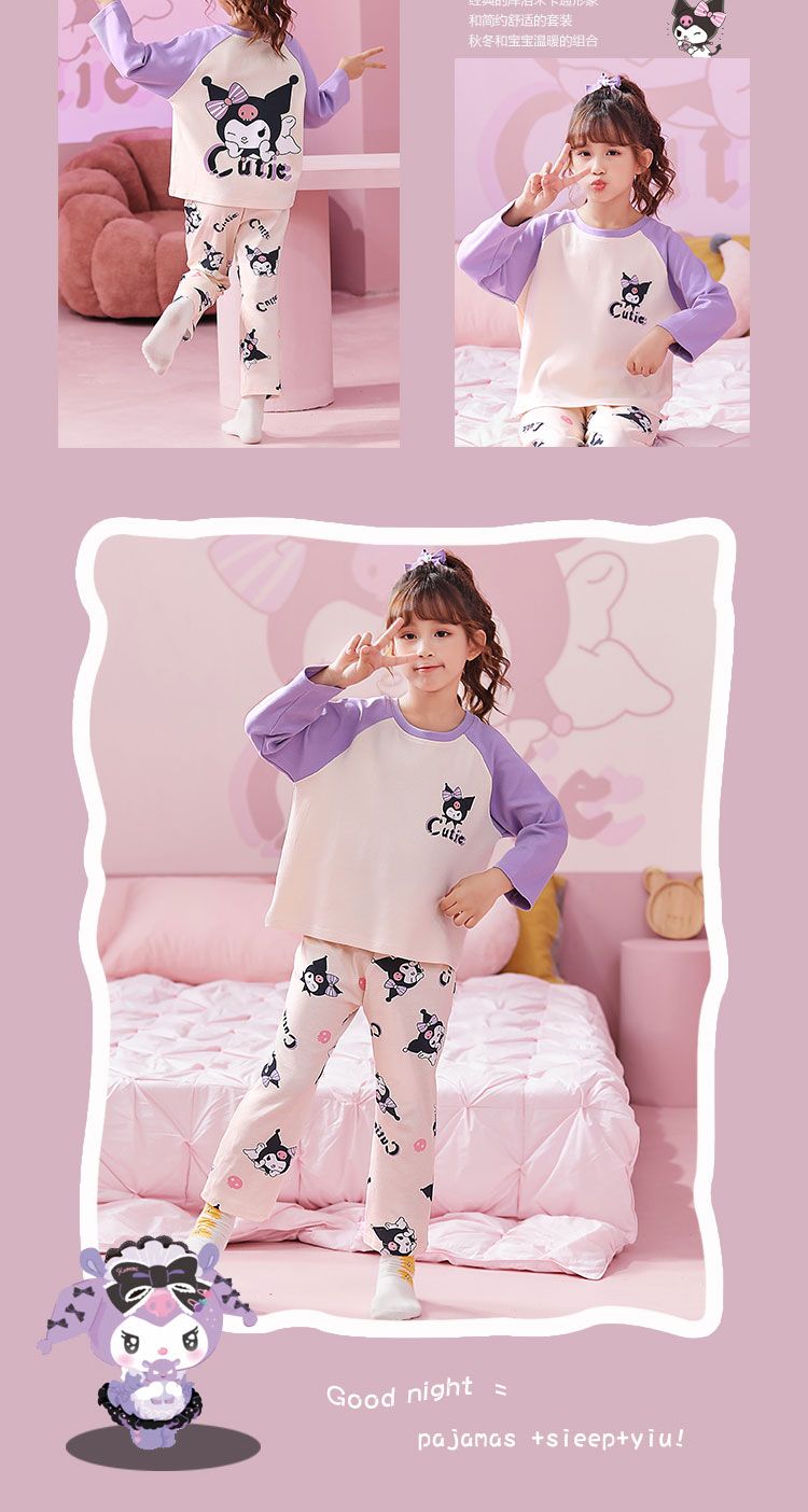 3-14 Years Old Kid Girls Kuromi Cinnamoroll Pajamas Long Sleeves and ...